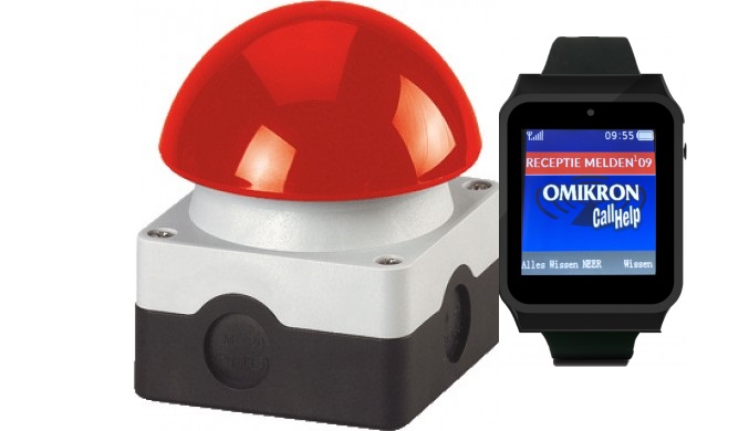 Alarmknop Slagdrukknop en Pager SET - Oproepsysteem BHV - Omikron Europe